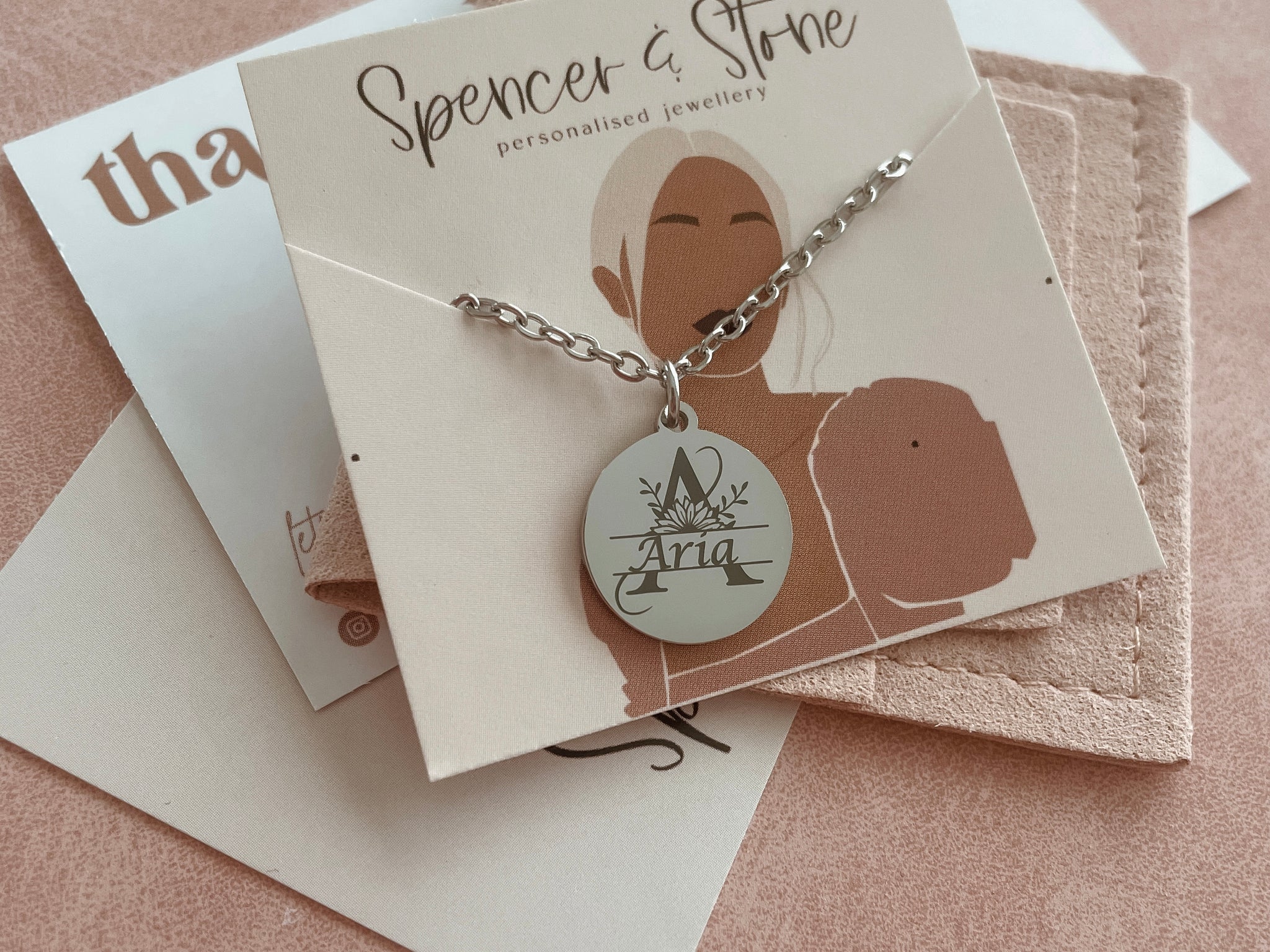 Sunflower split monogram necklace – Spencer and stone